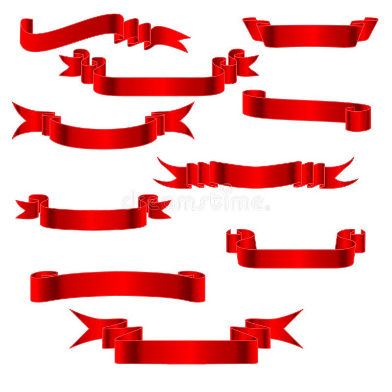 Gold and Red Ribbons Set stock vector. Illustration of christmas - 24416636