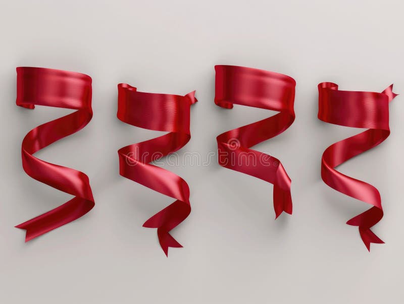 Red Ribbons on White Surface Stock Illustration - Illustration of ...