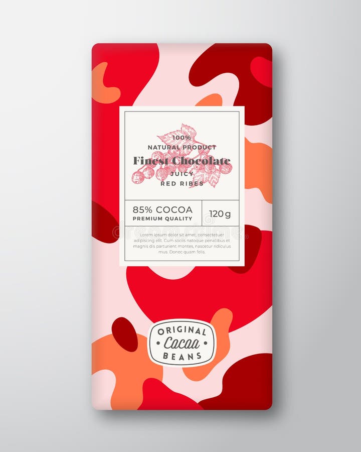 Red Ribes Chocolate Label. Abstract Shapes Vector Packaging Design ...
