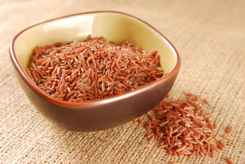 Red Rice in Bowl on Hessian Stock Photo - Image of closeup, asian: 45981102