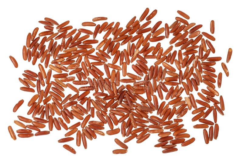 Red Rice Heap Isolated on White Background. Top View Stock Photo ...