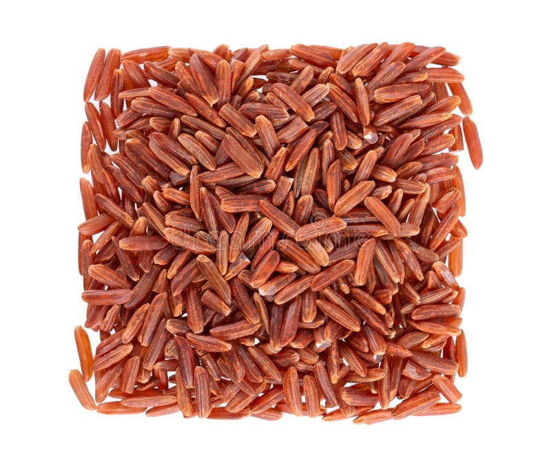 Red Rice Isolated on White Background. Whole Grain Raw Brown Rice. Top ...