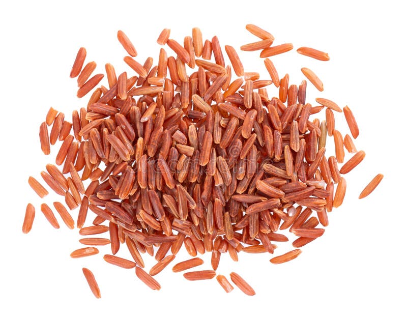 Red Rice Isolated on White Background. Whole Grain Raw Brown Rice. Top ...