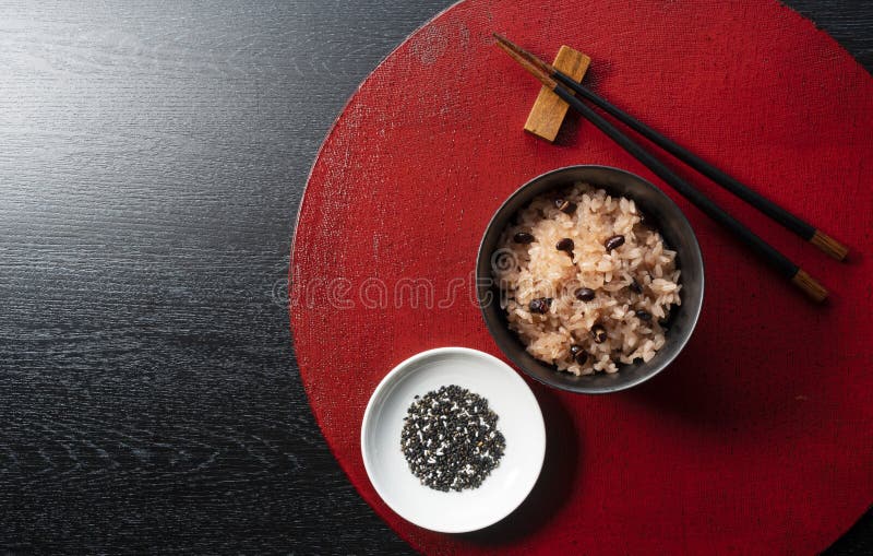Red Rice Placed on a Red Tray Stock Image - Image of japan, food: 240364331