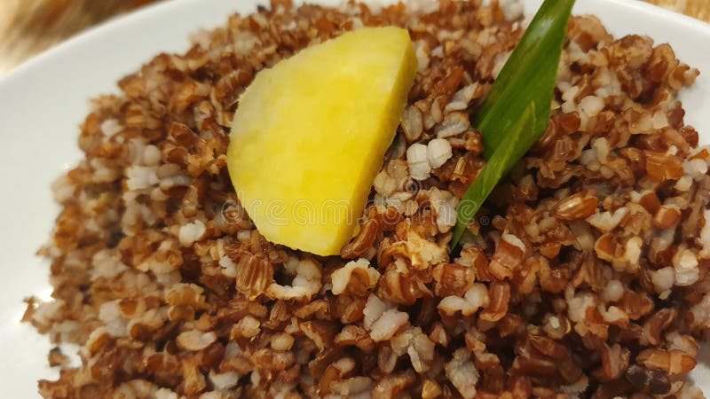 Red Rice with Sweet Potato Topping Stock Image - Image of rice, potato ...