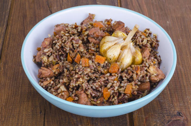 Red Rice, Risotto, Pilaf with Chicken and Vegetables, Garlic Stock ...
