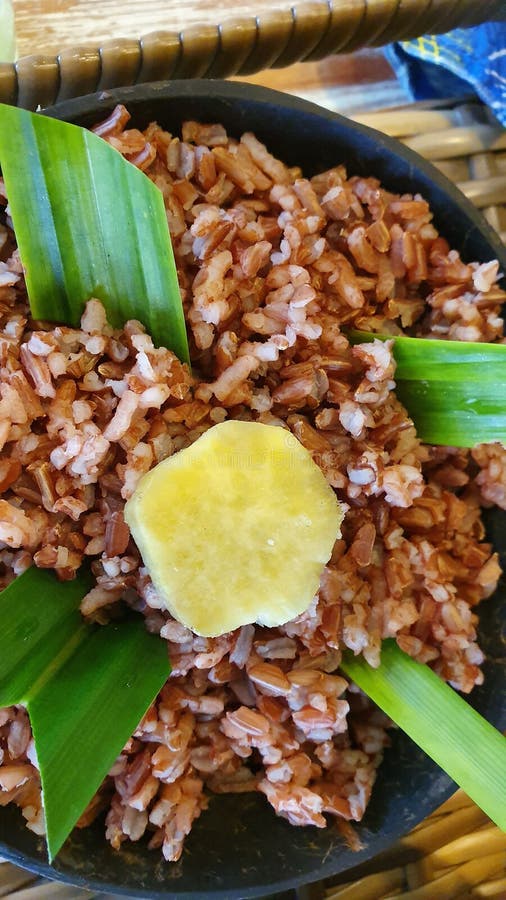 Red Rice with Sweet Potato Topping Stock Photo - Image of potato ...