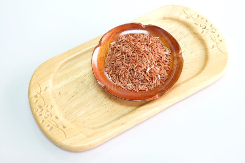 Red Rice on Wooden Container Stock Image - Image of meal, spoon: 53369233
