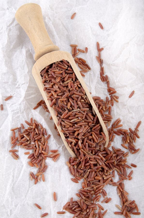 Red Rice on a Wooden Shovel Stock Image - Image of asian, asia: 39035455