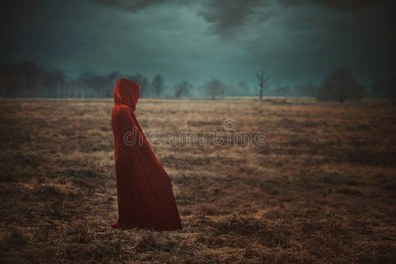 Red Riding Hood Alone in a Desolate Land Stock Image - Image of magic ...
