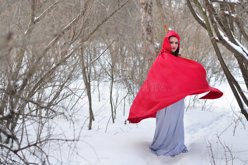 Red Riding Hood on a Footpath Stock Image - Image of female, riding ...