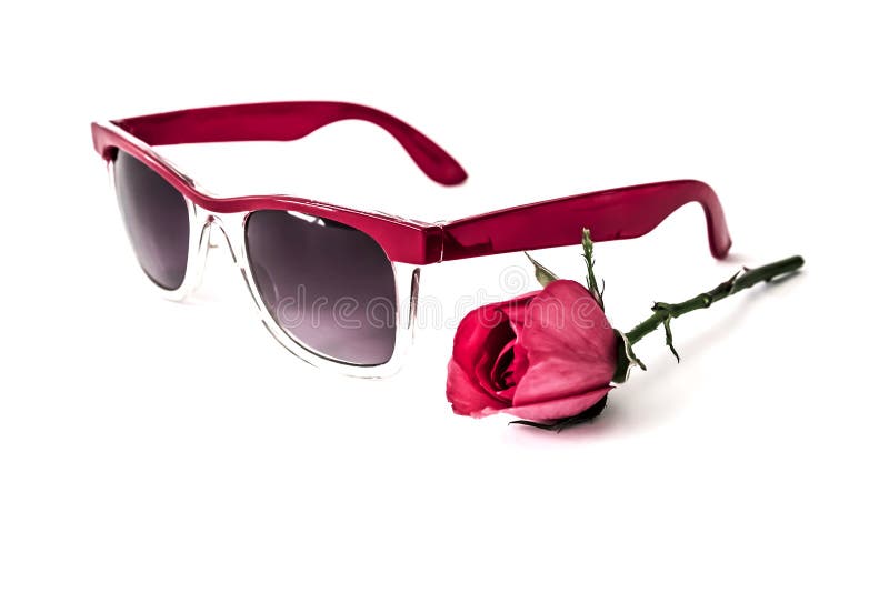 Red-rimmed Glasses and White Shirt Stock Image - Image of casual, lens ...