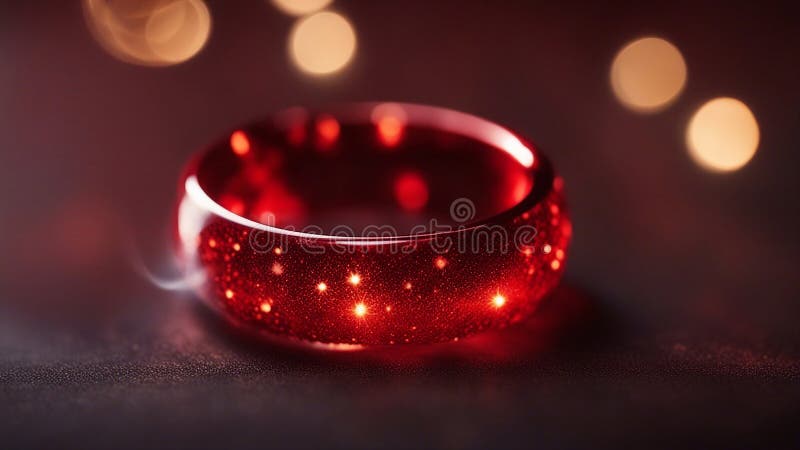 On a Dark Red Surface, a Ring of Fire Sparkled with Smoke, Creating a ...