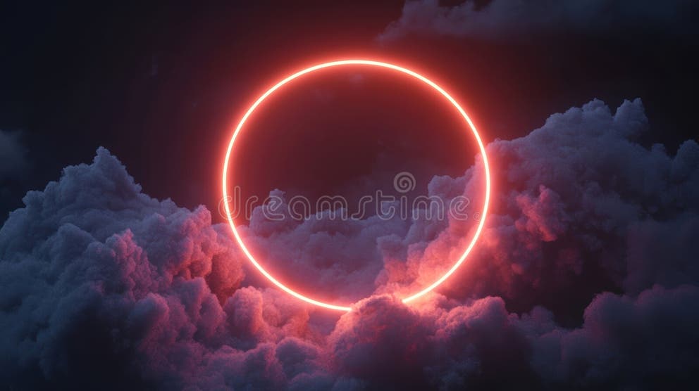 A Red Ring of Fire in the Sky Stock Illustration - Illustration of blue ...