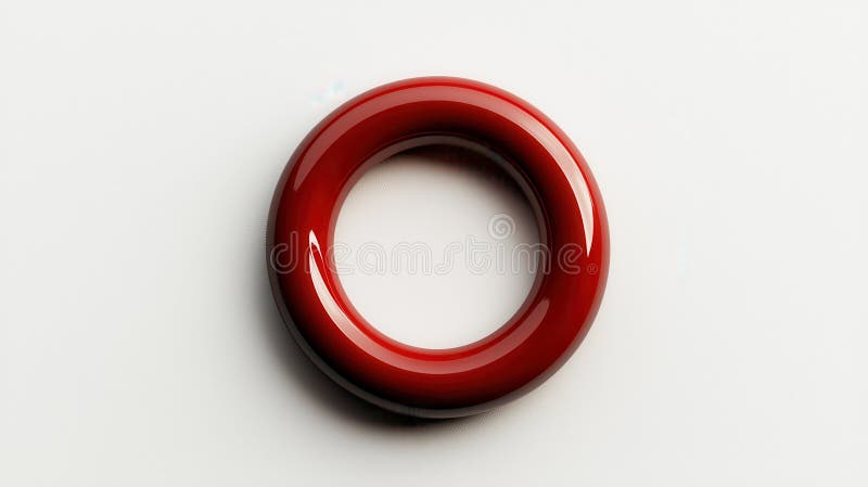 Red Ring Icon 3D Render Abstract Background Circular Shape Minimalist ...
