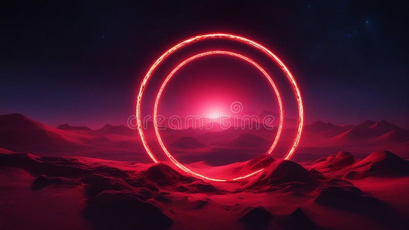 A Red Ring in the Middle of a Desert Neon Stock Illustration ...