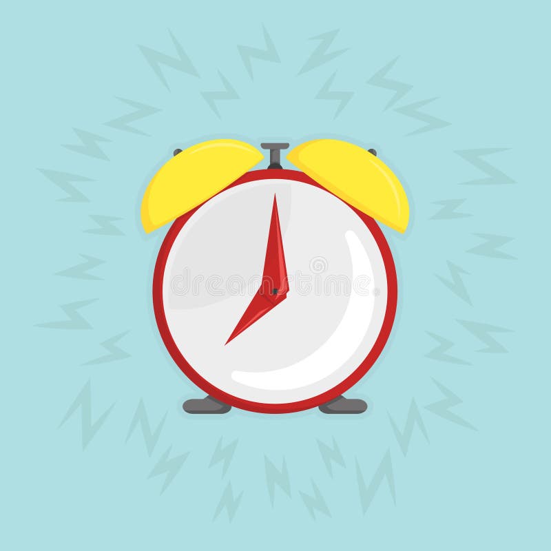 Red Ringing Alarm Clock with Shadow, Stock Illustration - Illustration ...