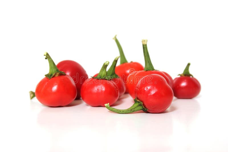 Red Ripe Cherry Peppers Isolated on White Background Stock Image ...