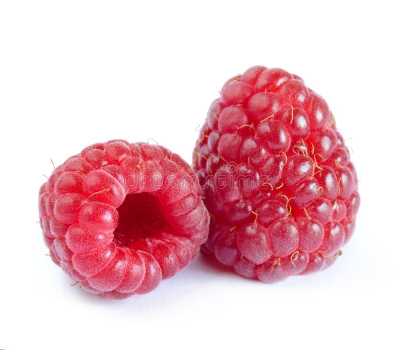 Red Ripe Juicy Raspberries Isolated on the White Background Stock Image ...