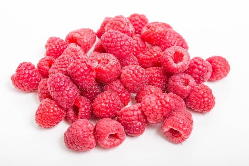 Red Ripe Raspberries on White Stock Photo - Image of nature, fresh ...