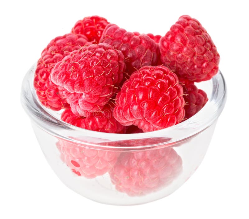 Red Ripe Raspberry Fruit in Transparent Glass Stock Image - Image of ...