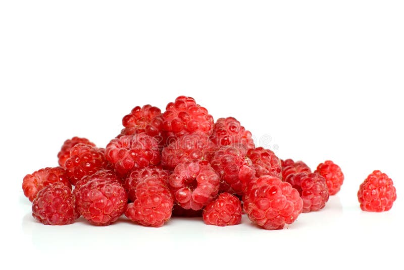 Red Raspberries on White Plate Stock Image - Image of raspberry ...