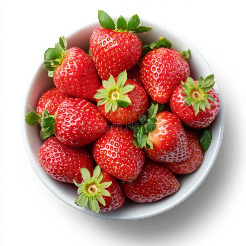 Red Ripe Strawberries in a Bowl, Isolated on a Transparent Backdrop ...