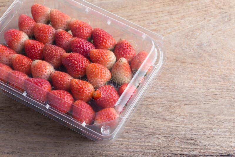 Red Ripe Strawberry in Plastic Box of Packaging Stock Photo - Image of ...