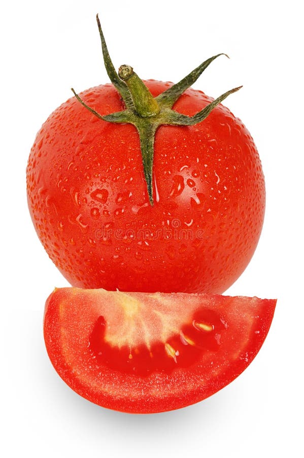 Red ripe tomato with drops stock photo. Image of nature - 47042092