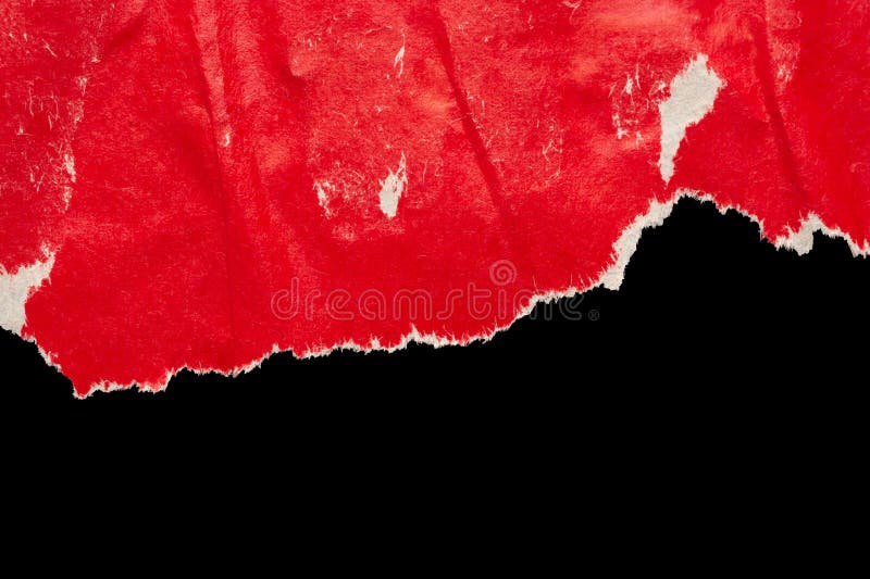 Red Ripped Paper Torn Edges Strips Isolated on Black Background Stock ...
