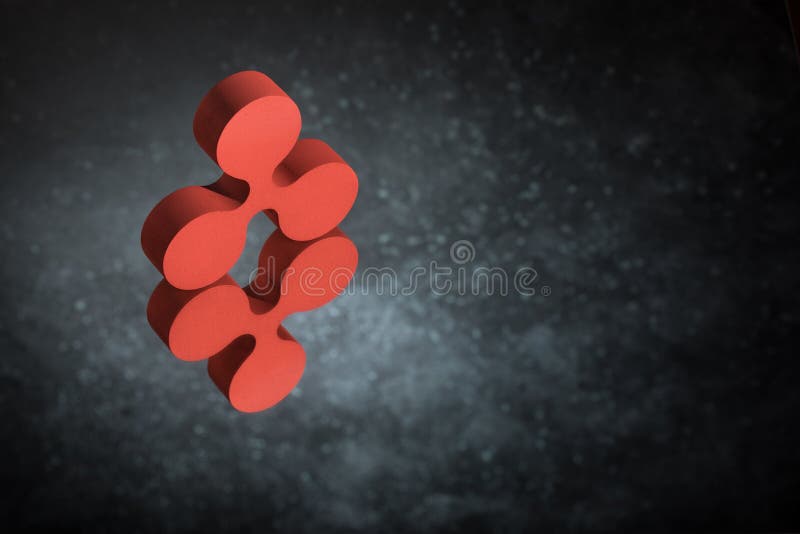 Red Ripple Currency Symbol in Mirror Reflection on Dark Dusty ...