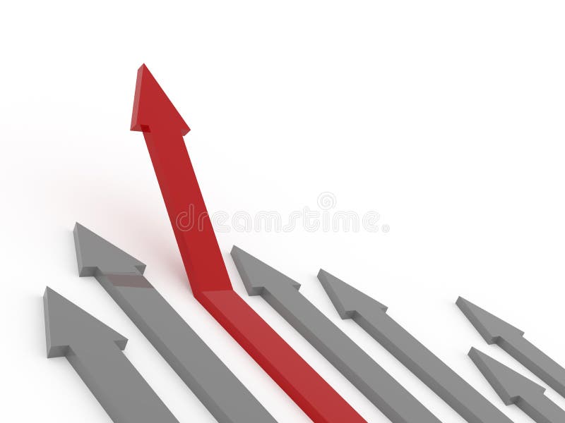 Red rising arrow on white stock illustration. Illustration of ...