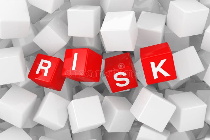 Red Risk Cubes in Heap of White Blank Cubes. 3d Rendering Stock Image ...