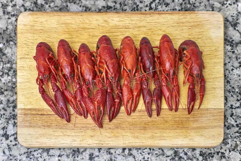 Red River Crayfish on Cutting Board Stock Image - Image of claw ...