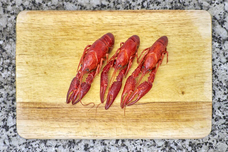 Red River Crayfish on Cutting Board Stock Image - Image of claw ...