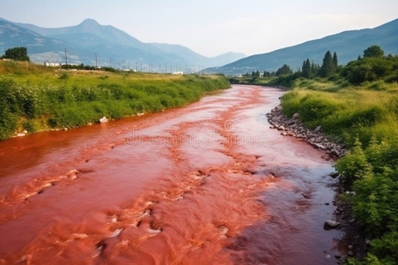 Red River Polluted by Toxic Waste Stock Illustration - Illustration of ...
