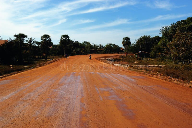 Red road stock image. Image of cloud, earth, turn, road - 8089303