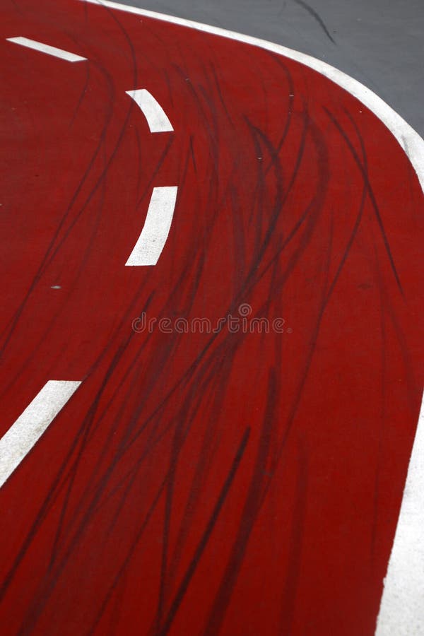 Red Road with White Markings Stock Image - Image of direction ...