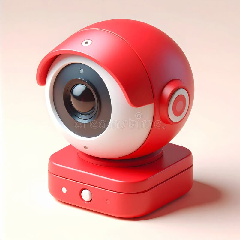 Red Robot Camera 3D Render stock illustration. Illustration of design ...