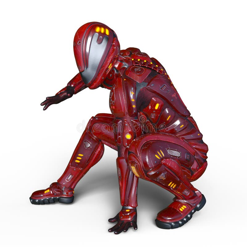 Red robot stock illustration. Illustration of rendering - 95875414