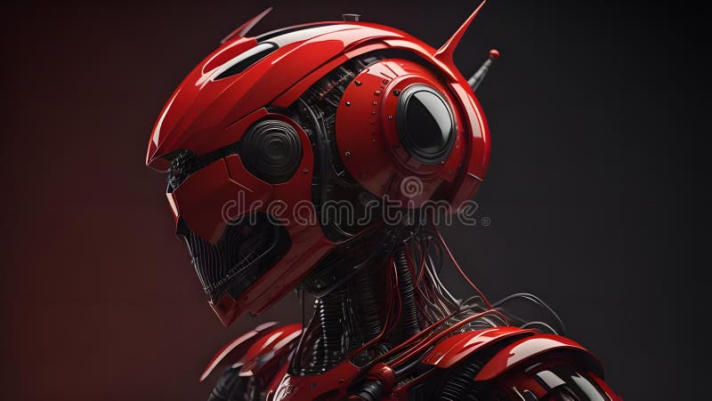 Red Robot on a Dark Background. Generative Ai Stock Illustration ...