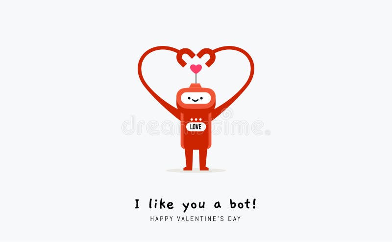 A Red Robot Forming Heart Shape with the Hands Stock Vector ...