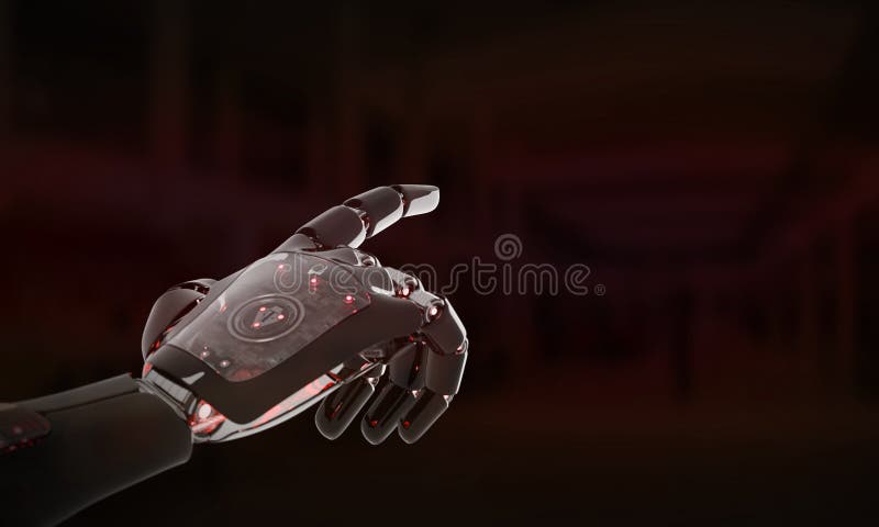 Red Robot Hand Pointing Finger 3D Rendering Stock Illustration ...