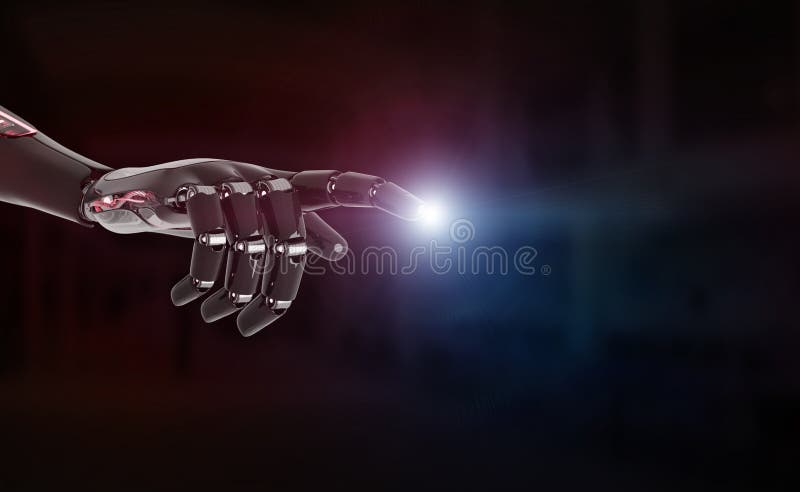 Red Robot Hand Pointing Finger 3D Rendering Stock Illustration ...