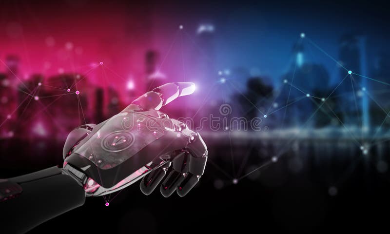 Red Robot Hand Pointing Finger 3D Rendering Stock Illustration ...