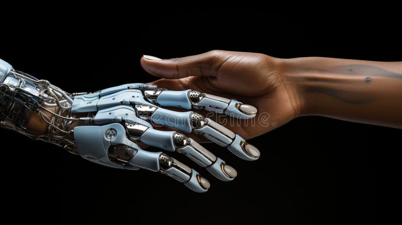 Red Robot Hand Pointing Finger on Dark Background 3D Rendering Stock ...