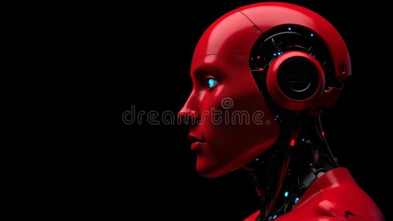Red Robot Head Side View Black Background Stock Photos - Free & Royalty ...