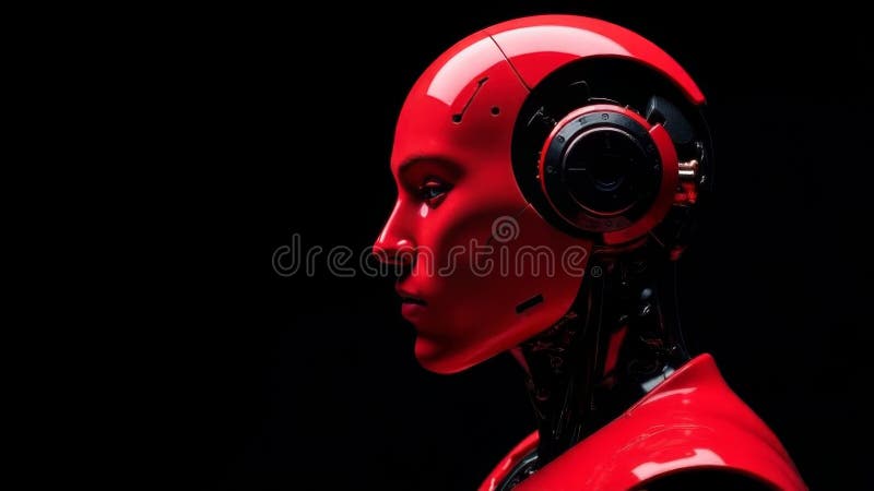 Red Robot Head Side View Black Background Stock Photos - Free & Royalty ...