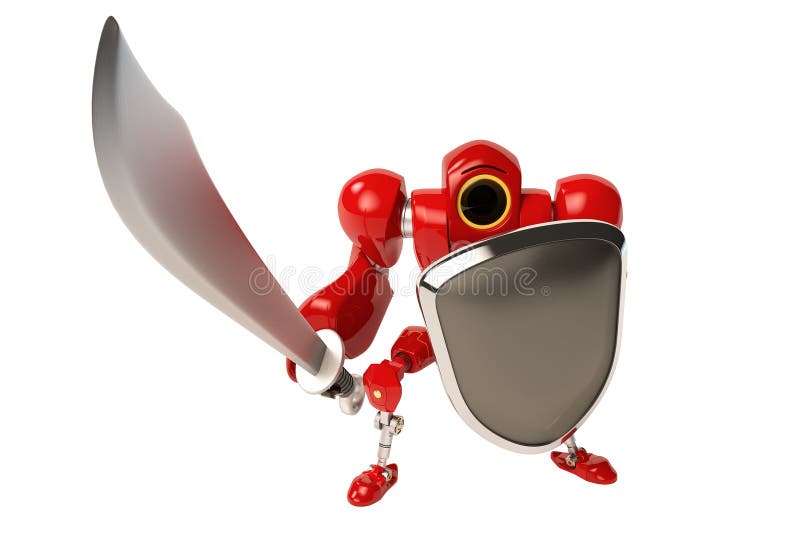 Red Robot Holding Sword Shield Stock Illustrations – 5 Red Robot ...