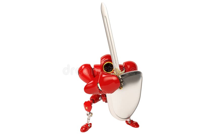 Red Robot Holding Sword Shield Stock Illustrations – 5 Red Robot ...